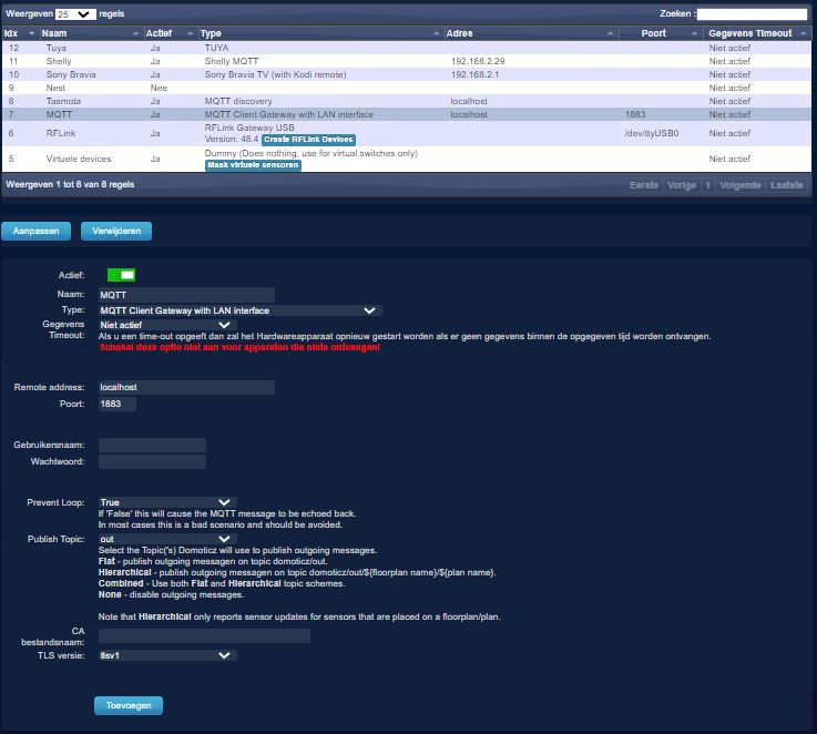 MQTT Client Gateway voor Domoticz - Mijn domotica projecten